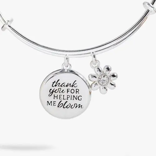 ALEX AND ANI Thank You For Helping Me Bloom' Charm Bangle - Silver