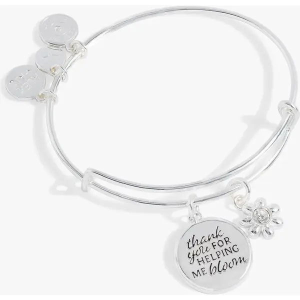 ALEX AND ANI Thank You For Helping Me Bloom" Charm Bangle - Silver