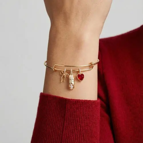 ALEX AND ANI There Cannoli Be You" Bow & Heart Multi Charm Bangle