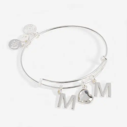 ALEX AND ANI Crystal Mom Bangle Bracelet - Silver