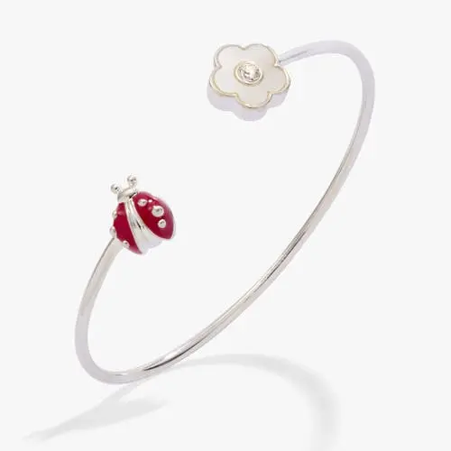 ALEX AND ANI Ladybug And Daisy Flex Cuff - Silver