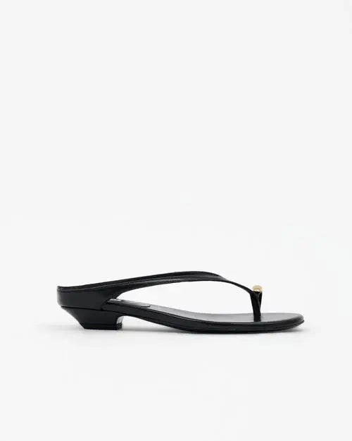MI/MAI Juno Jewel Detail Flat Sandals - Black
