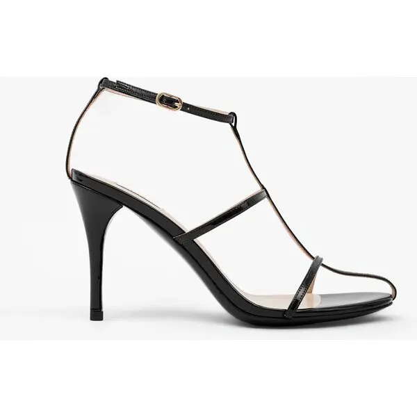 MI/MAI Gupta Patent Leather Heeled Sandals - Black