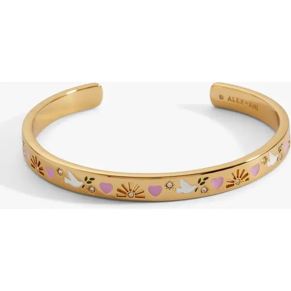 ALEX AND ANI Pray, Wait And Trust" Enamel Cuff Bracelet With Crystal Accents - Gold