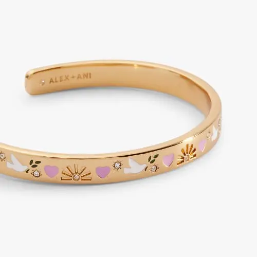 ALEX AND ANI Pray, Wait And Trust" Enamel Cuff Bracelet With Crystal Accents
