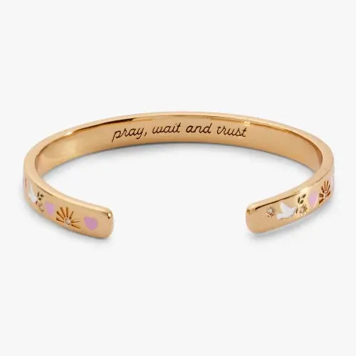 ALEX AND ANI Pray, Wait And Trust" Enamel Cuff Bracelet With Crystal Accents