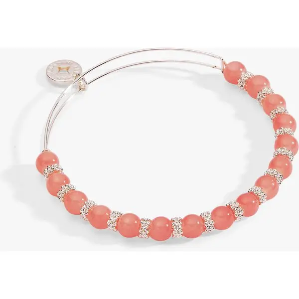 ALEX AND ANI Cherry Quartz Beaded Charm Bangle - Silver