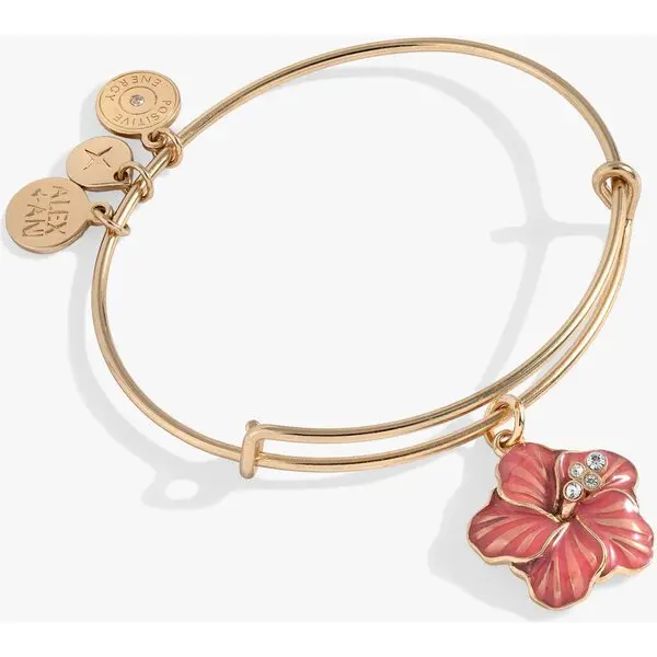 ALEX AND ANI Hibiscus Charm Bangle - Gold