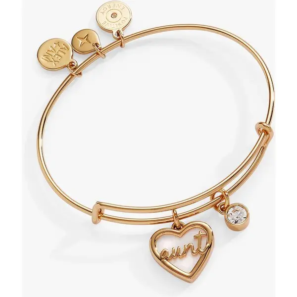 ALEX AND ANI Aunt" Mother Of Pearl Heart Charm Bangle - Gold