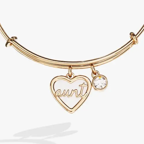 ALEX AND ANI Aunt" Mother Of Pearl Heart Charm Bangle