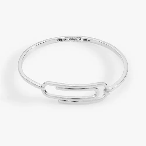 ALEX AND ANI Thanks For Holding Us All Together" Paperclip Tension Bangle - Silver