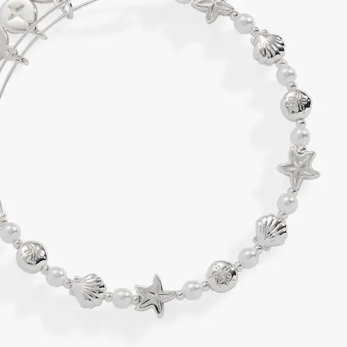 ALEX AND ANI Seaside Pearl Beaded Bangle With Coastal Symbols