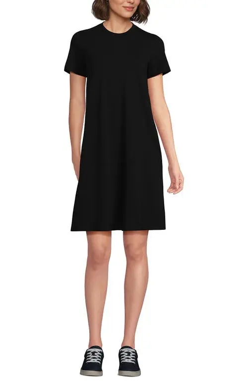 LANDS' END Cotton Jersey Crew Neck T-shirt Dress - Black
