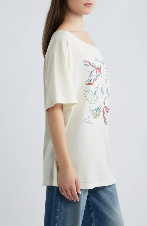 GOLDEN HOUR Off-the-shoulder Graphic T-shirt