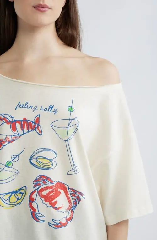 GOLDEN HOUR Off-the-shoulder Graphic T-shirt