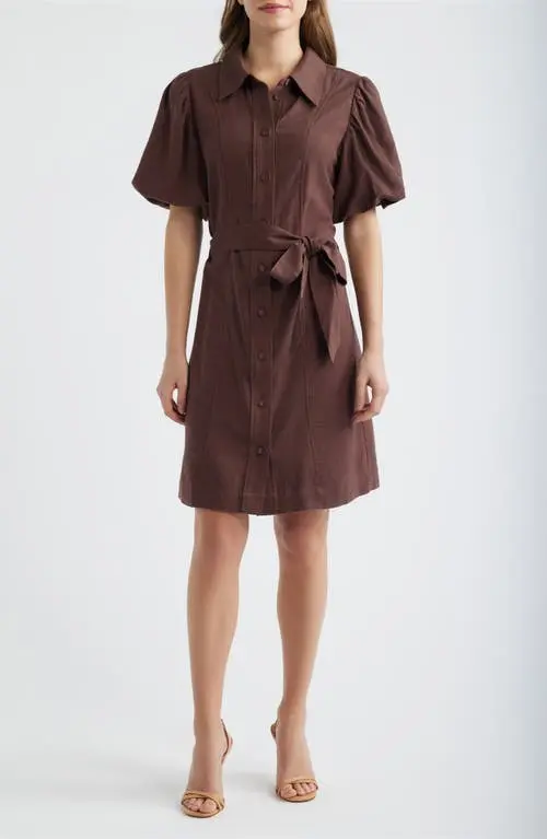 BRAVE+TRUE Lenni Button Front Minidress - Chocolate
