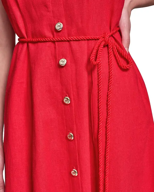 Karl Lagerfeld Paris Linen Rope Belt Shirtdress