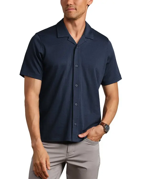 RHONE Palms Camp Collar Patterned Shirt - True Navy