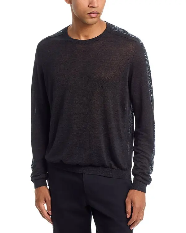 John Varvatos Cesari Textured Stripe Crewneck Shirt - Black