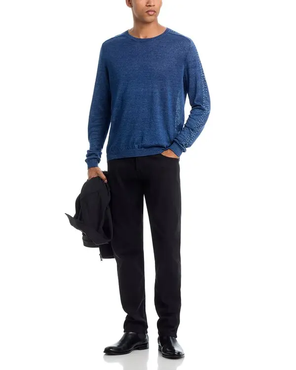 John Varvatos Cesari Textured Stripe Crewneck Shirt - Bluestone