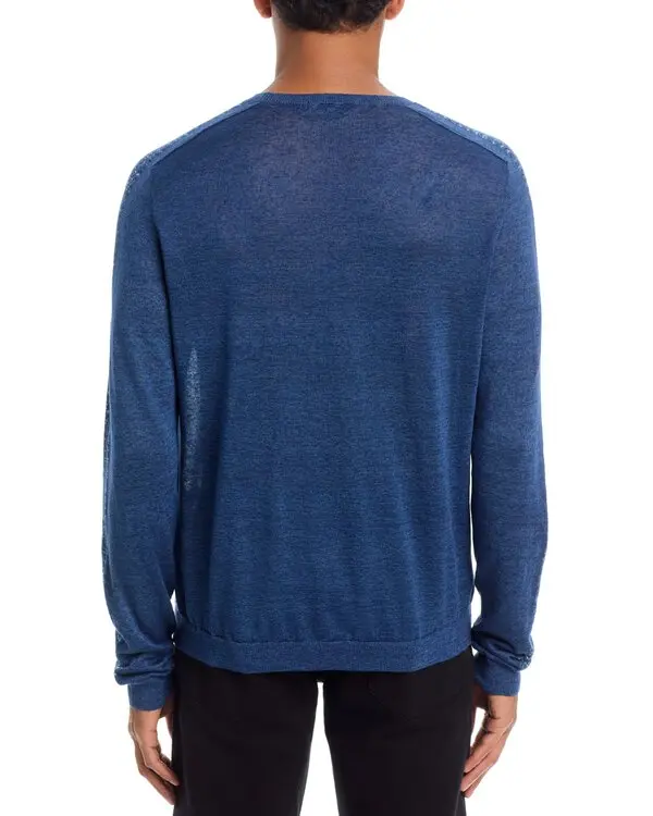 John Varvatos Cesari Textured Stripe Crewneck Shirt - Bluestone