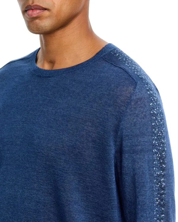 John Varvatos Cesari Textured Stripe Crewneck Shirt - Bluestone