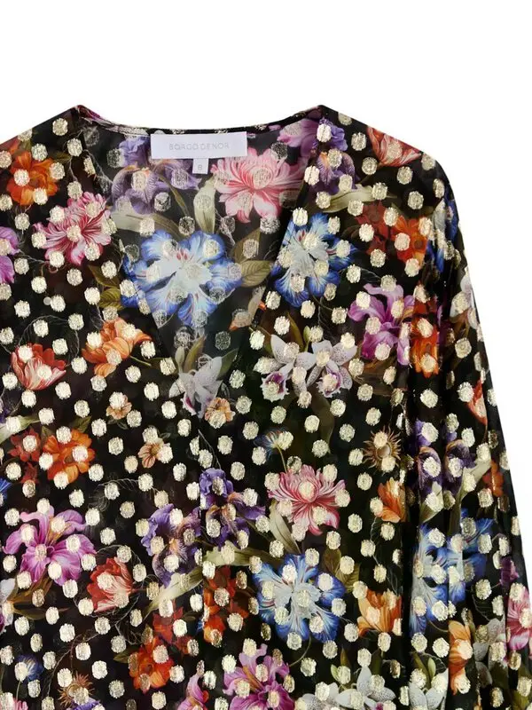 Borgo De Nor Stellan Fil-coupé Floral Print Blouse