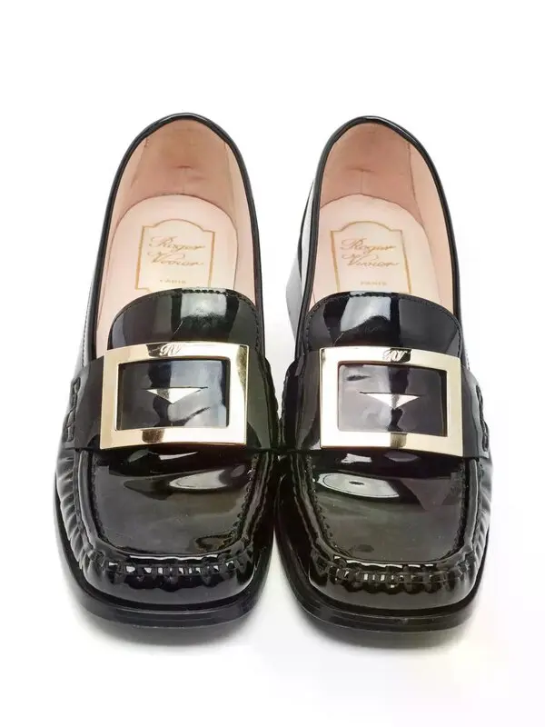 ROGER VIVIER Patent Leather Loafers With Gold-tone Buckle