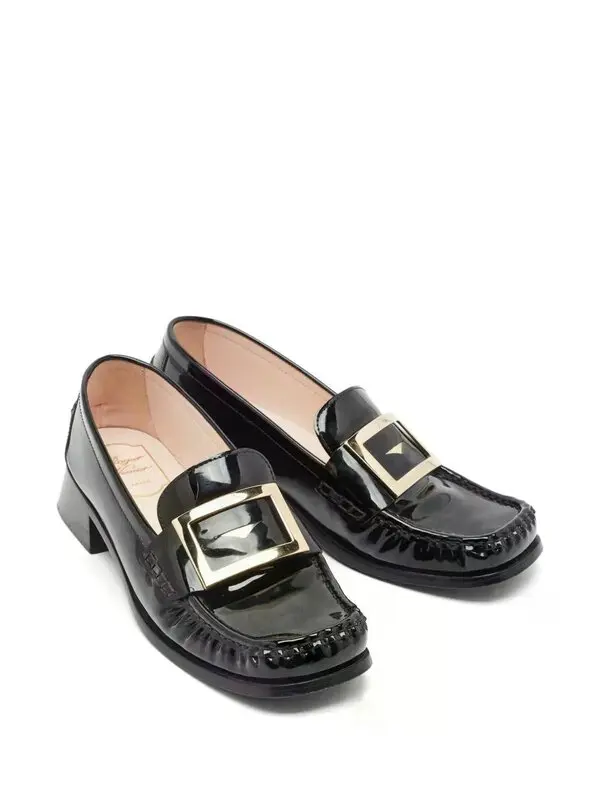 ROGER VIVIER Patent Leather Loafers With Gold-tone Buckle