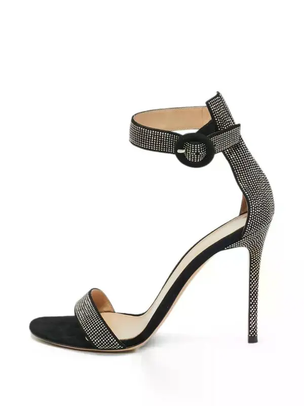 GIANVITO ROSSI Portofino Suede Studded Sandals - Black