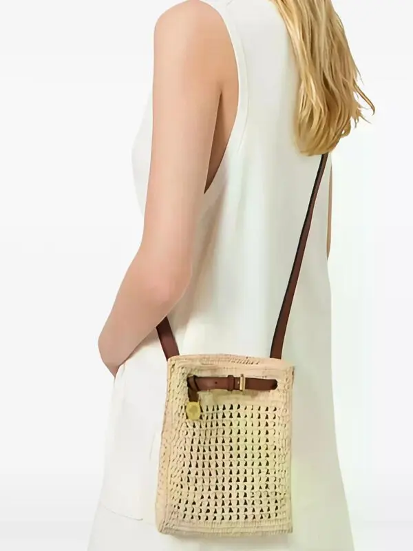 Mulberry Crochet Raffia Crossbody Bag