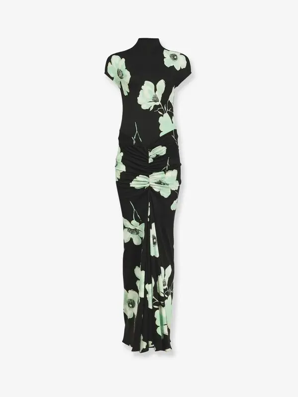 Alaïa Viscose Dress With Sakura Print - Multicolor