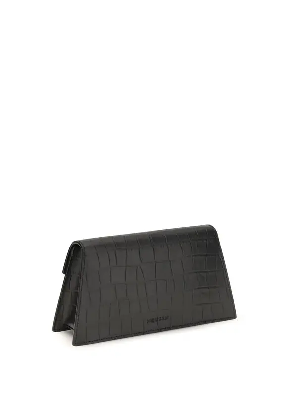 Alexander McQueen Mini Skull Clutch In Crocodile-embossed Calfskin - Black