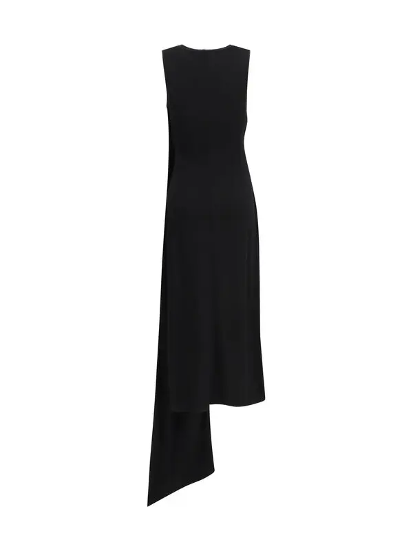 AMI Paris Long Sleeveless Jersey Dress With Lavallière