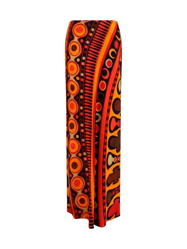 Emilio Pucci Satin Skirt With Solei Print - Orange