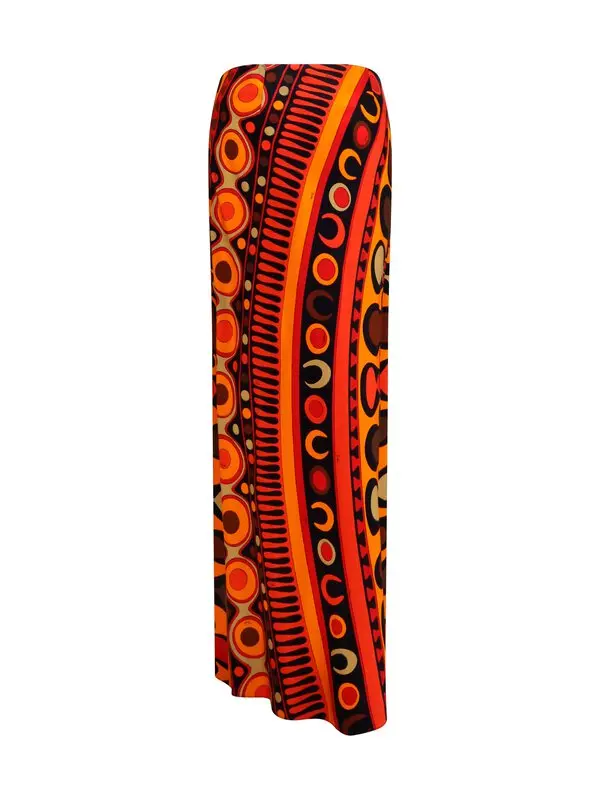 Emilio Pucci Satin Skirt With Solei Print - Orange