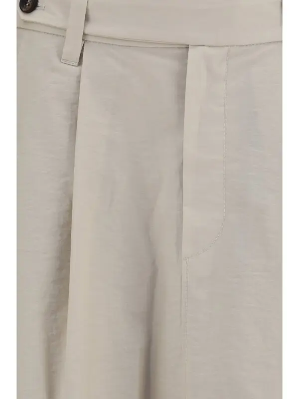 Brunello Cucinelli Cotton Poplin Midi Skirt With Monili Detail - Cream