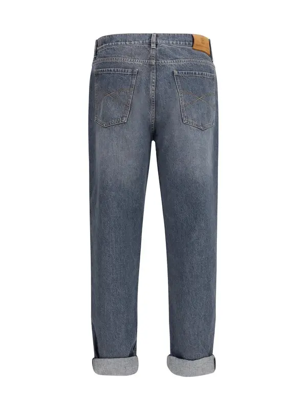 Brunello Cucinelli Straight-leg Turn-up Jeans - Gray