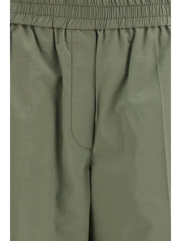 Brunello Cucinelli Relaxed Fit Wide Leg Cotton Pants - Green