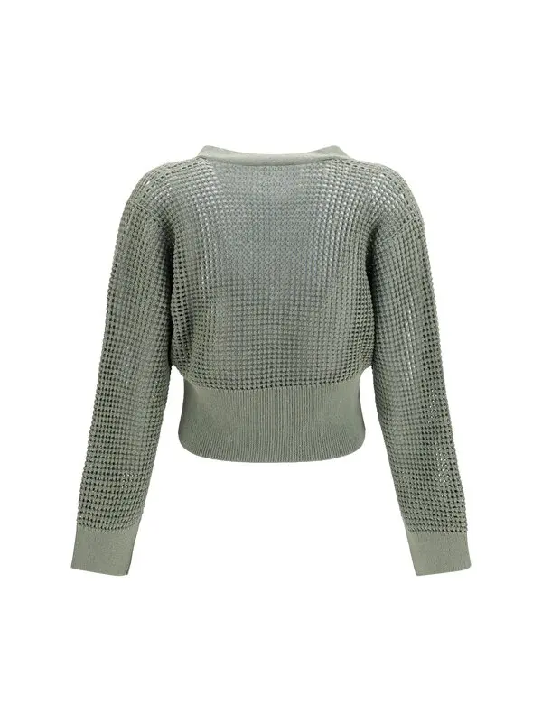 Brunello Cucinelli Sequined Mesh V-neck Cardigan