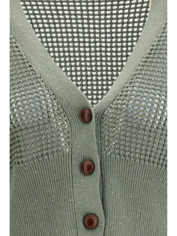 Brunello Cucinelli Sequined Mesh V-neck Cardigan