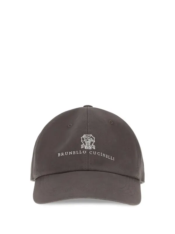 Brunello Cucinelli Cotton Baseball Cap With Embroidered Monogram - Brown