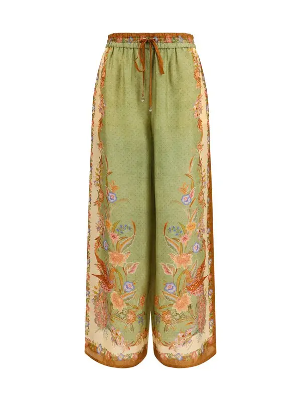 Zimmermann Indra Relaxed Silk Habotai Wide-leg Pants - Multicolor