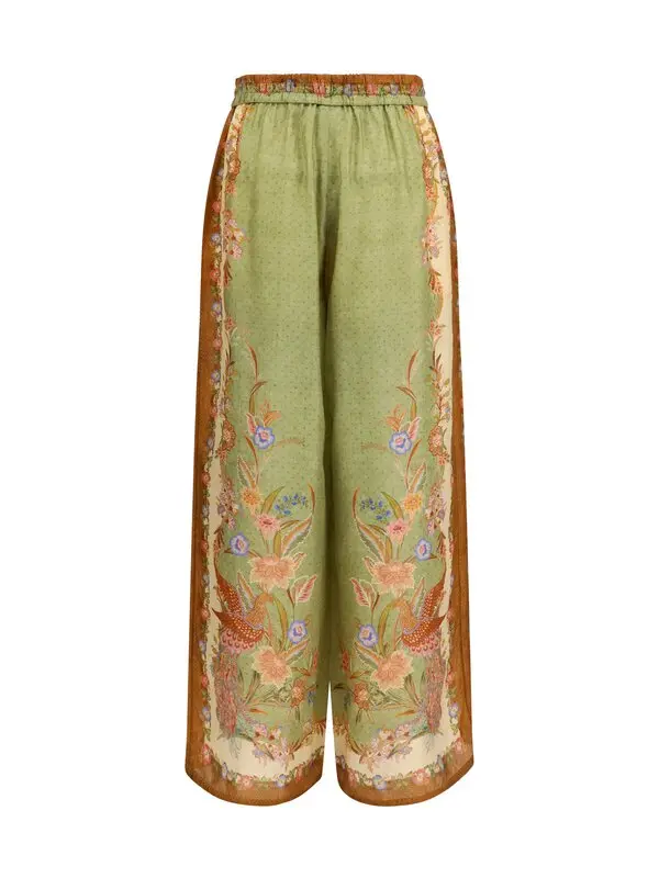 Zimmermann Indra Relaxed Silk Habotai Wide-leg Pants - Multicolor