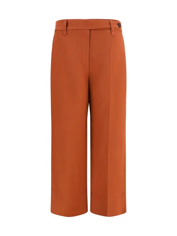 Brunello Cucinelli Cigarette Pants In Fluid Viscose And Linen Twill - Brown