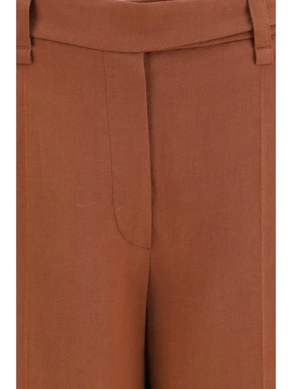 Brunello Cucinelli Cigarette Pants In Fluid Viscose And Linen Twill - Brown