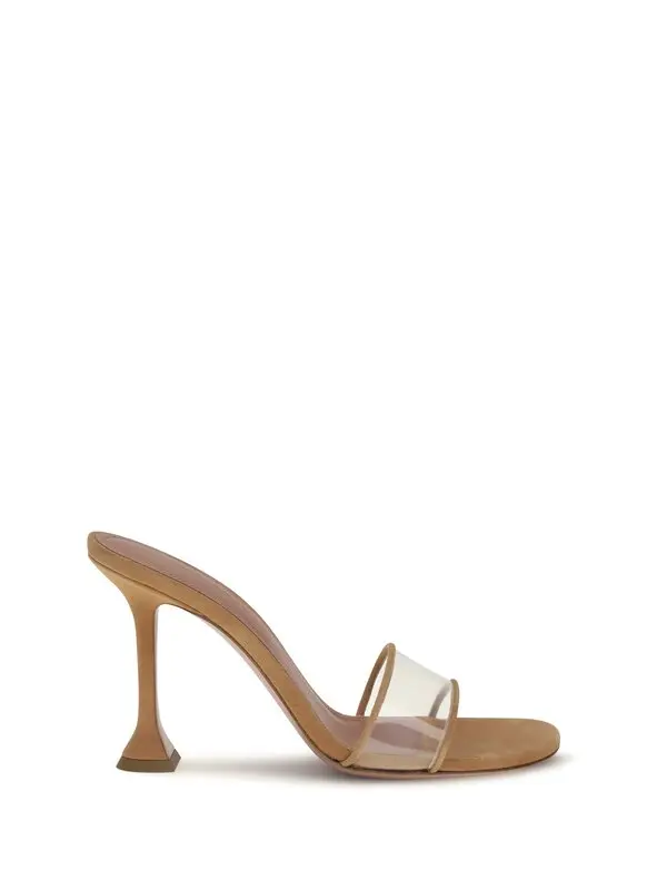 Amina Muaddi Andreea Glass Mule Sandals - Cream