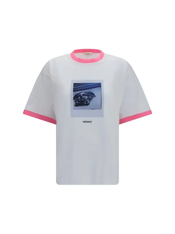 Versace Medusa Polaroid Print Cotton T-shirt - White