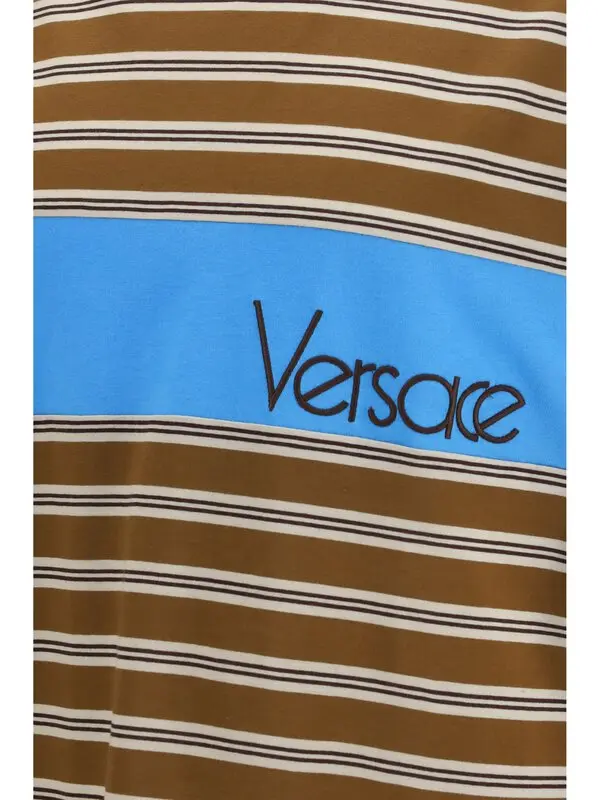 Versace Striped Cotton T-shirt - Brown