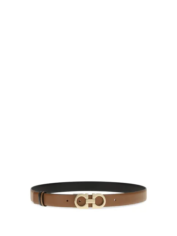 FERRAGAMO Reversible Gancini Buckle Leather Belt - Brown